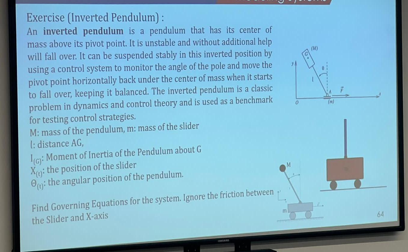 Exercise (Inverted Pendulum) : An inverted pendulum | Chegg.com