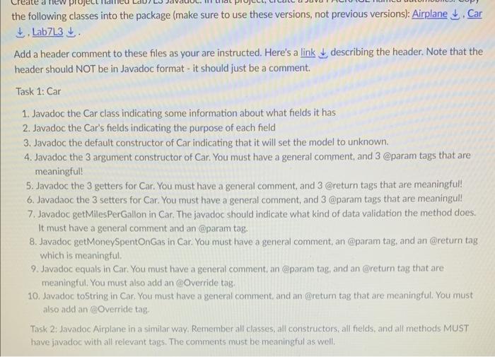 Solved the following classes into the package (make sure to | Chegg.com
