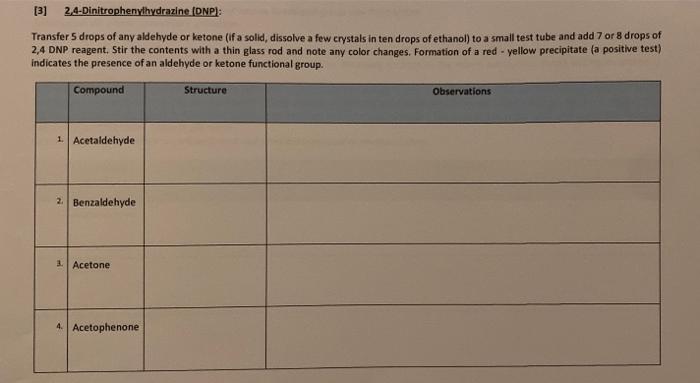 Solved [3] 2,4-Dinitrophenythydrazine [DNP]: Transfer 5 | Chegg.com