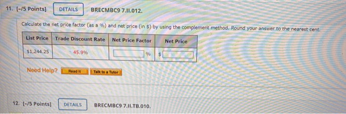 Solved 11. [-15 Points] DETAILS BRECMBC9 7.11.012. Calculate | Chegg.com