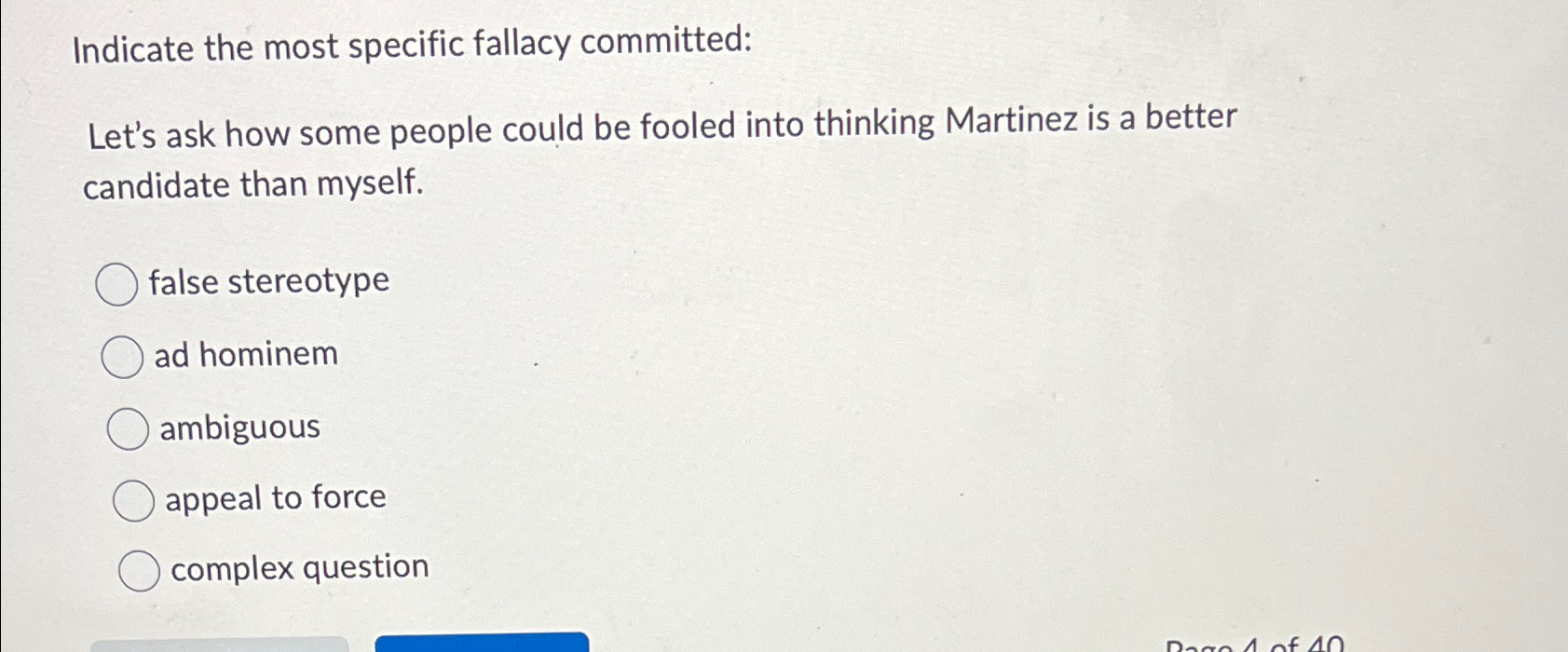 Solved Indicate the most specific fallacy committed:Let's | Chegg.com