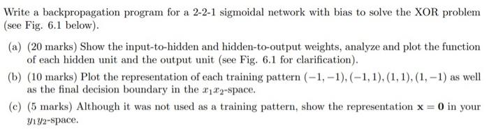Solved Write a backpropagation program for a 2-2-1 sigmoidal | Chegg.com