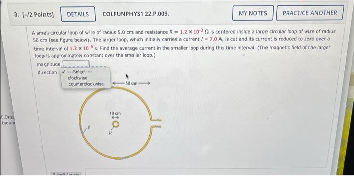 Solved A small circular loop of wire of radius 5.0 cm and | Chegg.com