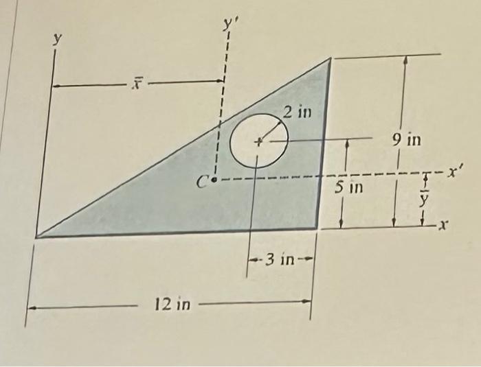 Solved The triangular plate has a circle cut out as shown. | Chegg.com