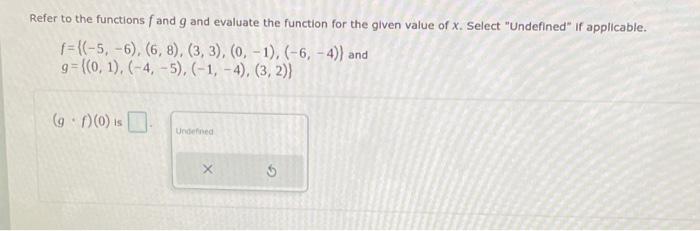 Solved Refer to the functions fand g and evaluate the | Chegg.com