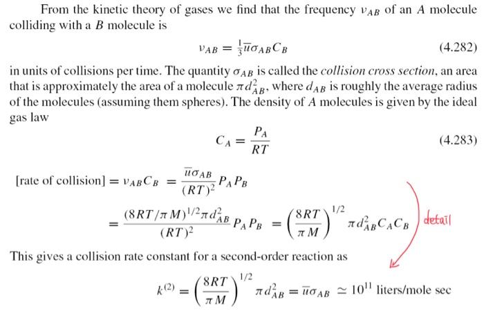 Solved From the kinetic theory of gases we find that the | Chegg.com