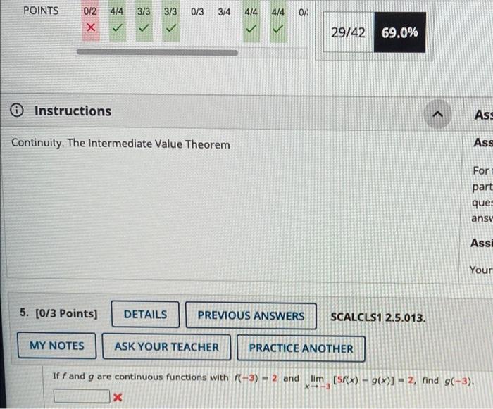 Solved Continuity. The Intermediate Value Theorem 5. [0/3 | Chegg.com