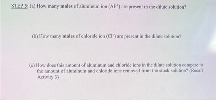 Solved A 1-L stock solution of AlCl3 has a concentration of | Chegg.com