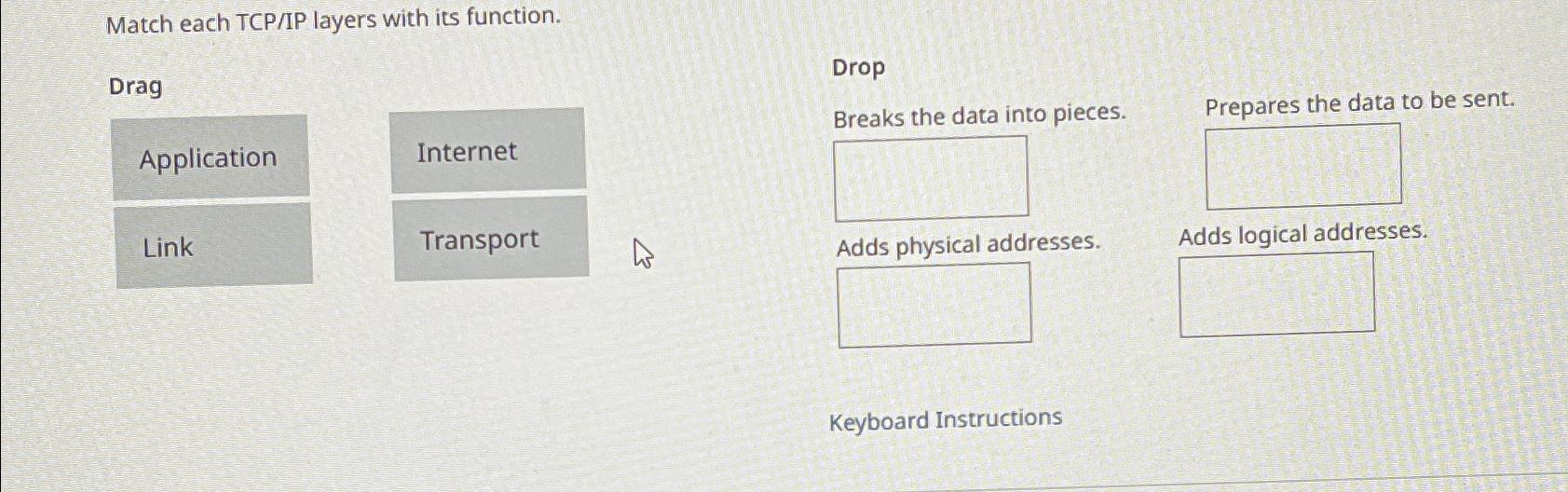 Solved Match Each Tcp Ip Layers With Its