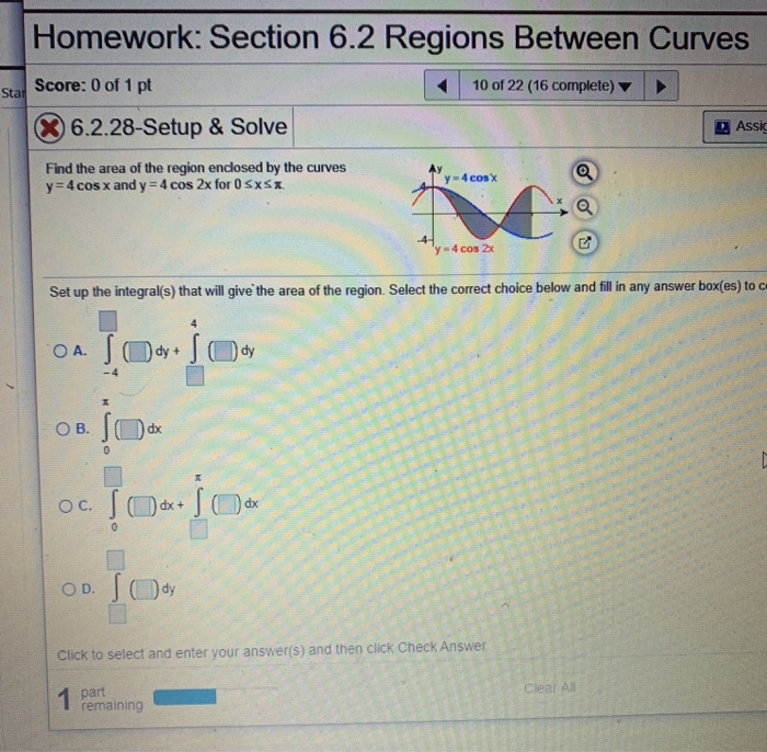 Solved Homework: Section 6.2 Regions Between Curves Star | Chegg.com