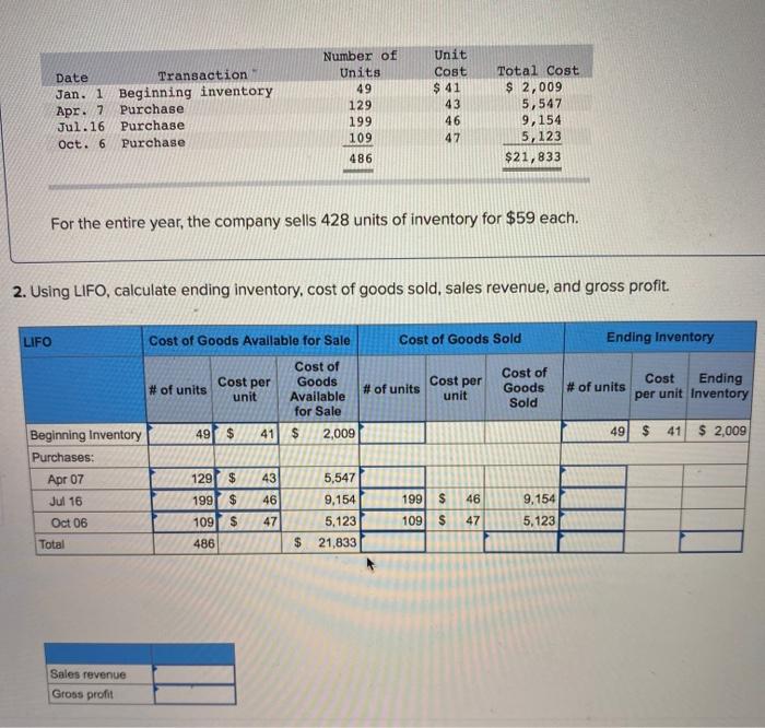 Solved Number of Units 49 Date Transaction Jan. 1 Beginning | Chegg.com
