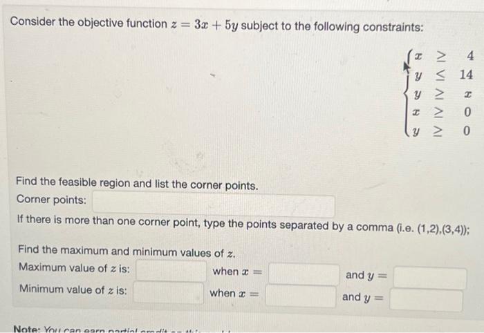 Solved Consider The Objective Function Z 3x 5y Subject To
