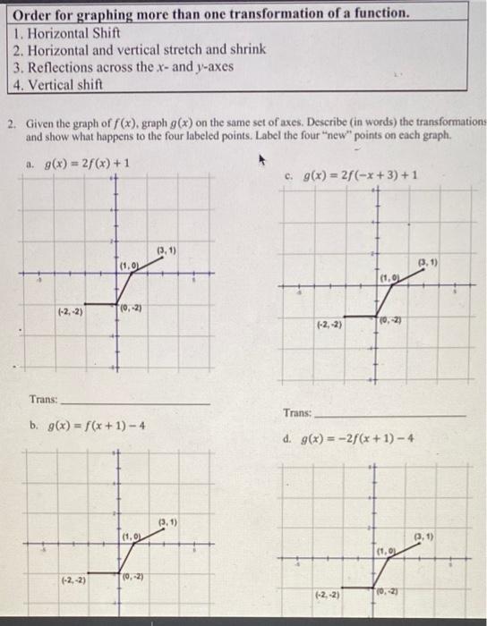 Solved Order for graphing more than one transformation of a | Chegg.com