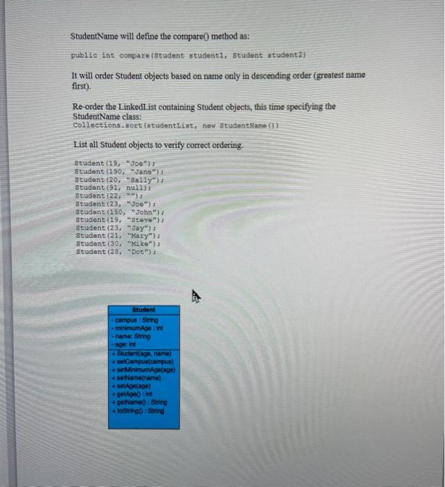Solved Comparable and Comparator (Parts 1 and 2) In a file | Chegg.com