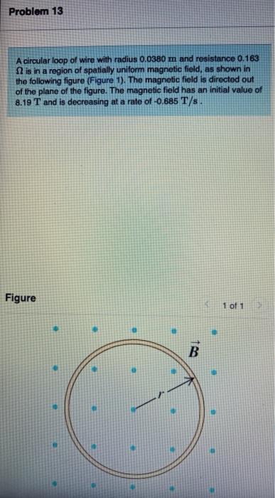 Solved Problem 13 A circular loop of wire with radius 0.0380 | Chegg.com