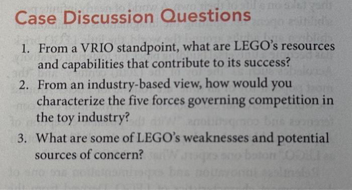 1. From a VRIO standpoint, what are LEGO's resources | Chegg.com