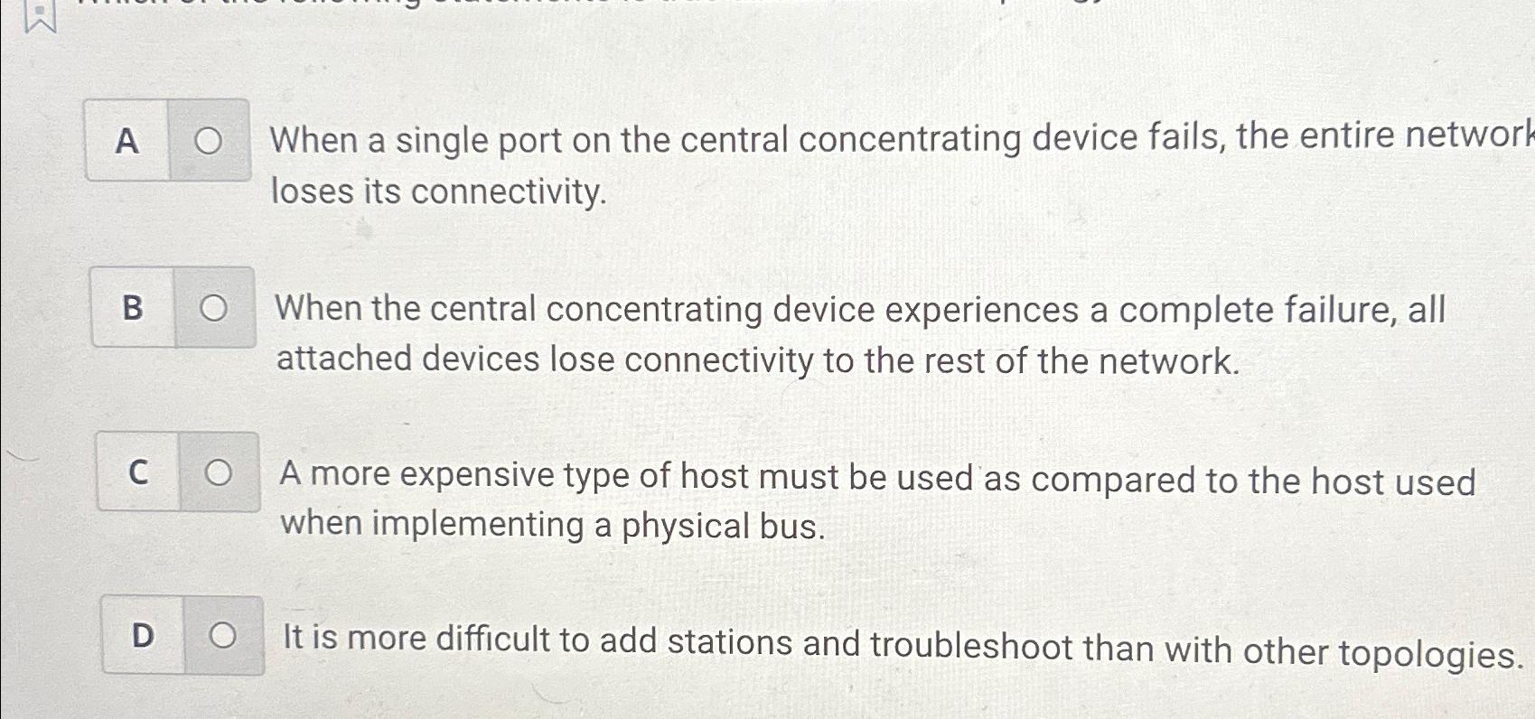 Solved When a single port on the central concentrating | Chegg.com