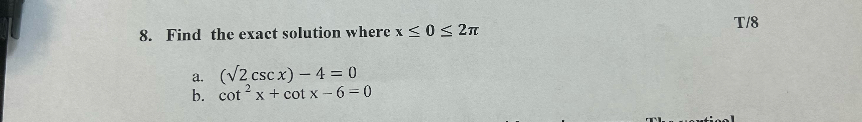 Solved Find the exact solution where | Chegg.com