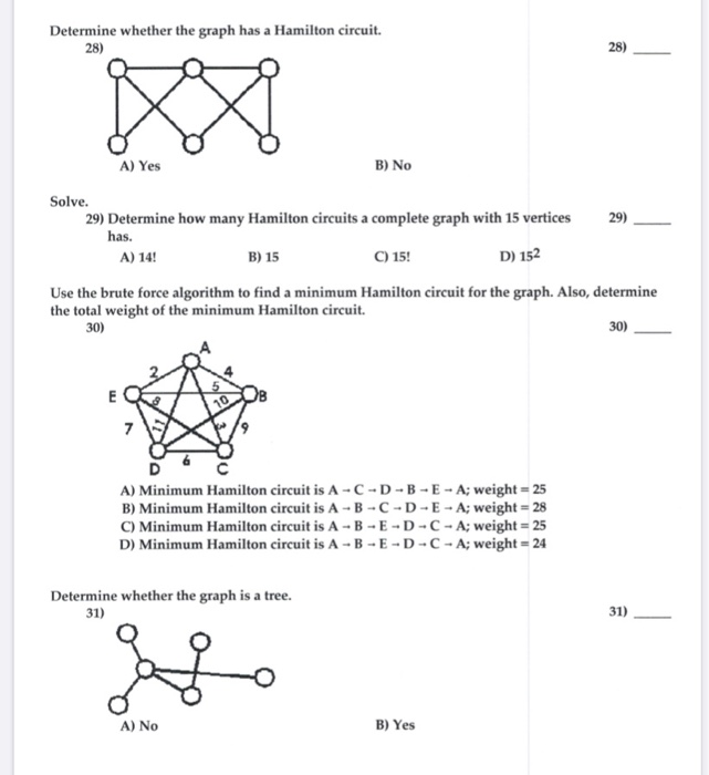Solved Determine whether the graph has a Hamilton circuit. | Chegg.com
