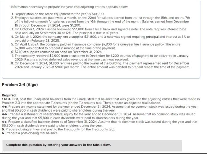 Solved P2-3 and P2-4 (Algo) Adjusting entries, Accounting | Chegg.com