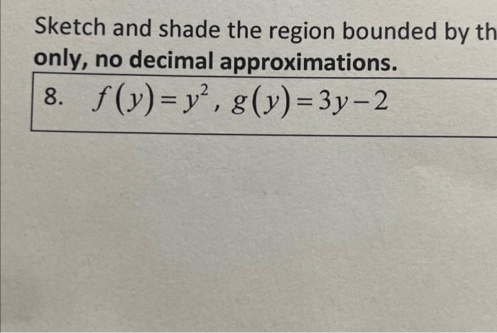 sketch and shade the region bounded by the graphs of | Chegg.com