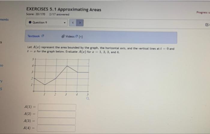 Solved EXERCISES 5.1 Approximating Areas Score: 20/1702/17 | Chegg.com