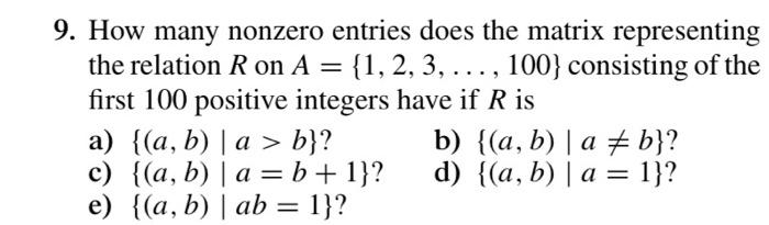 Solved 9. How many nonzero entries does the matrix | Chegg.com