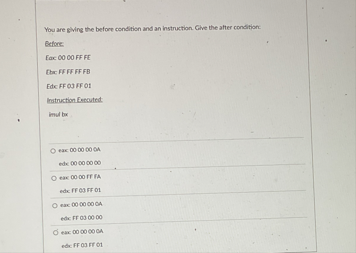 Solved You are giving the before condition and an | Chegg.com