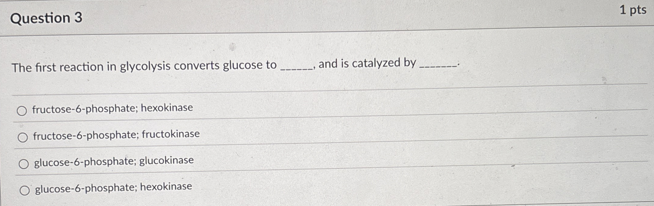 Solved Question 31 ﻿ptsThe first reaction in glycolysis | Chegg.com