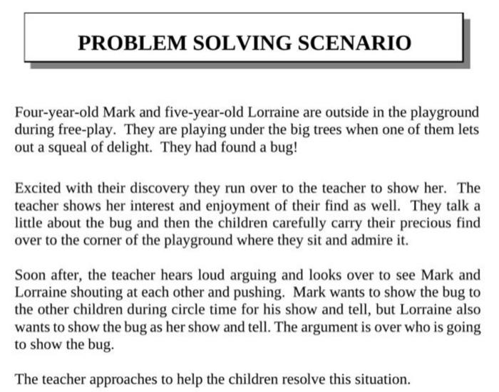 Solved PROBLEM SOLVING SCENARIO Four-year-old Mark and | Chegg.com