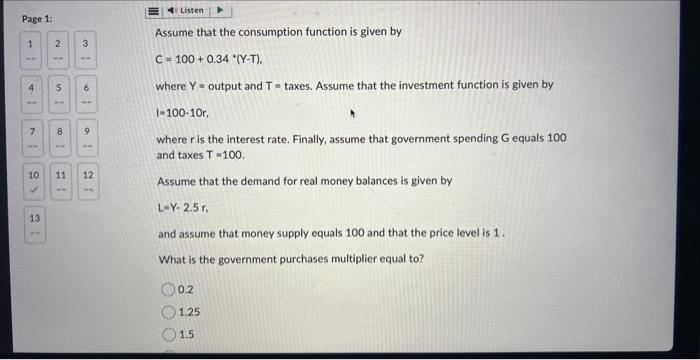 Solved Assume that the consumption function is given by | Chegg.com