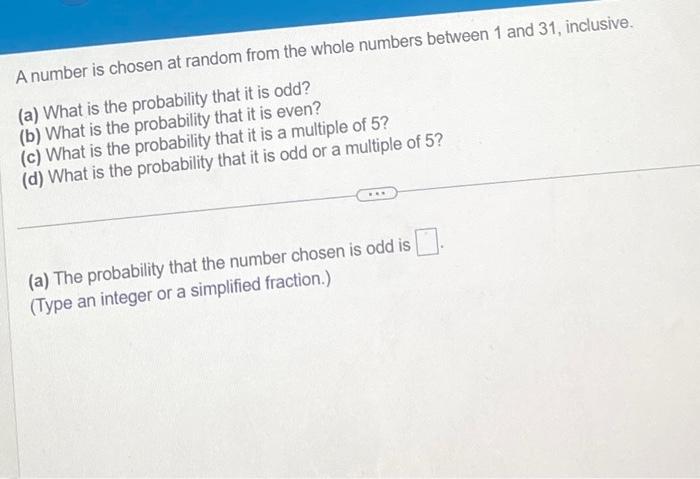 Solved A number is chosen at random from the whole numbers | Chegg.com