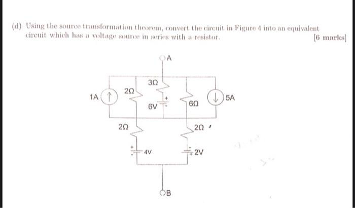Solved (d) Using the source transformation theorem, convert | Chegg.com