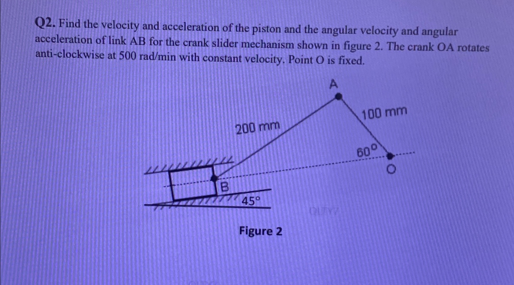Solved Q2. ﻿Find the velocity and acceleration of the piston | Chegg.com