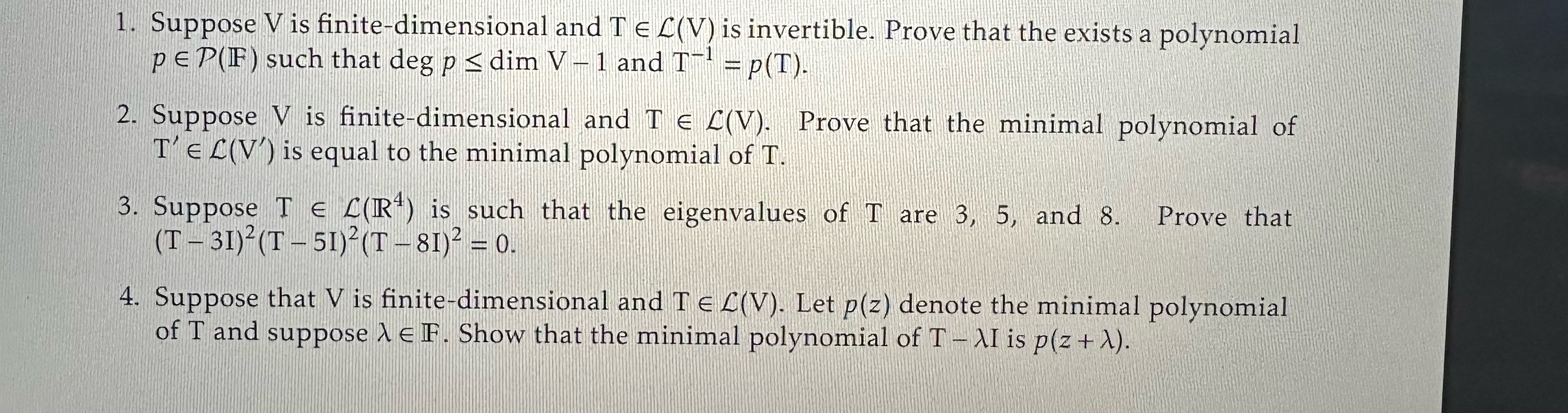 Suppose V ﻿is finite-dimensional and TinL(V) ﻿is | Chegg.com