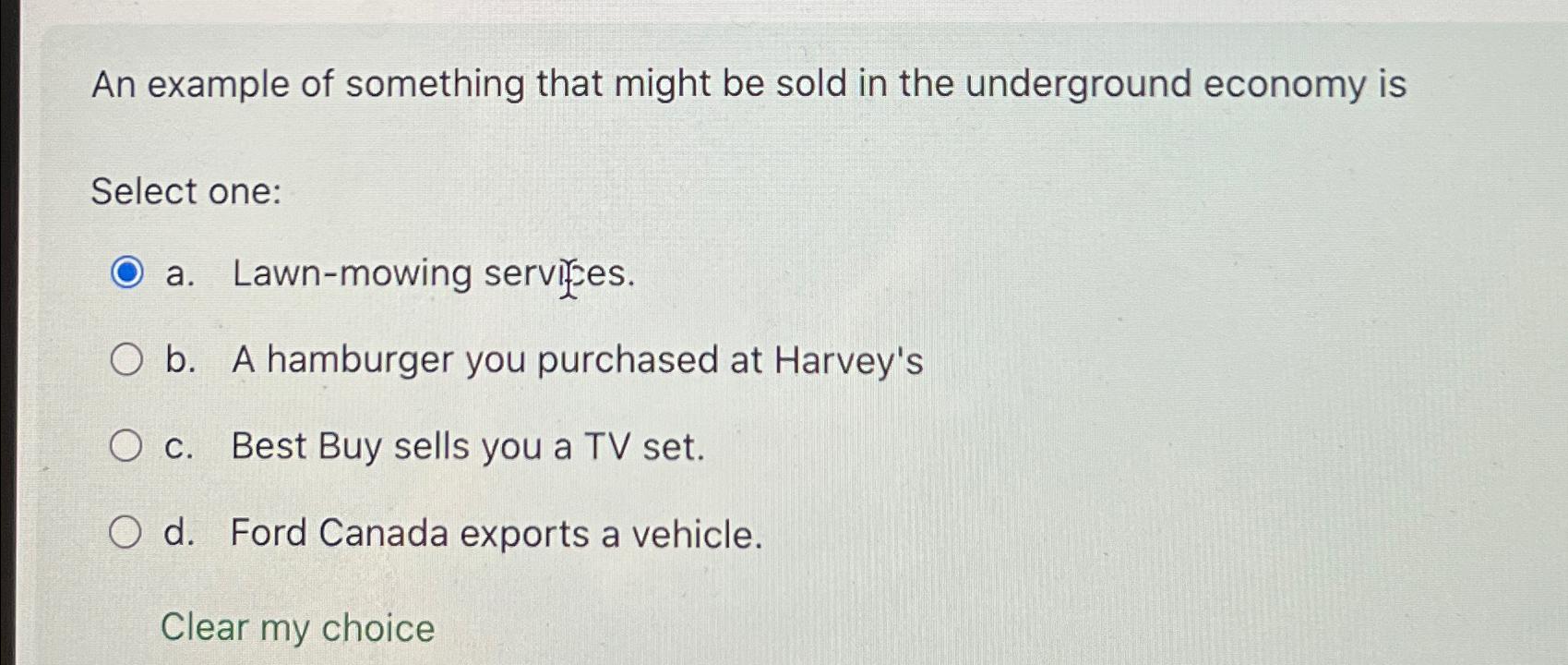 Solved An example of something that might be sold in the | Chegg.com