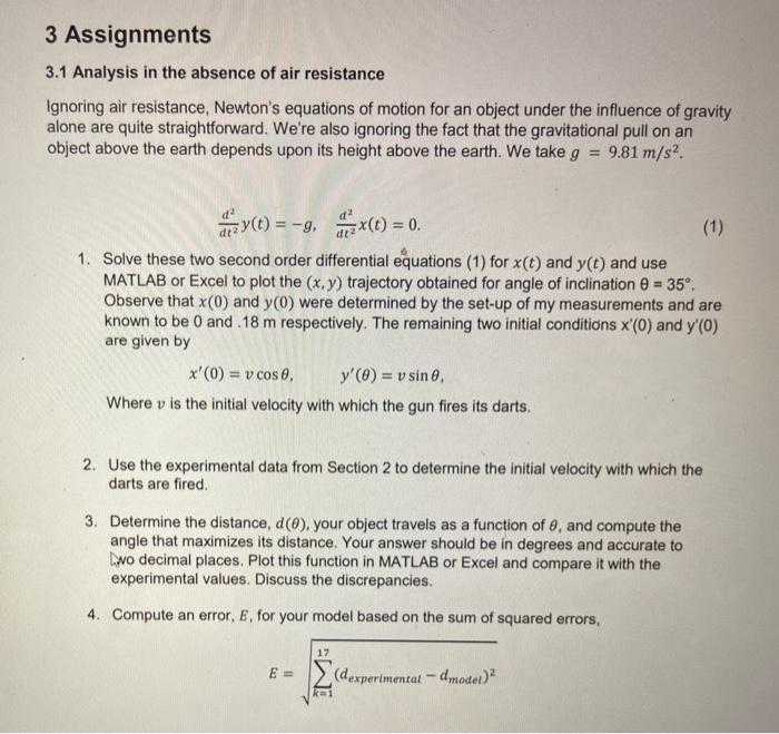 Solved 1 Overview Ballistics is the science of projectile | Chegg.com