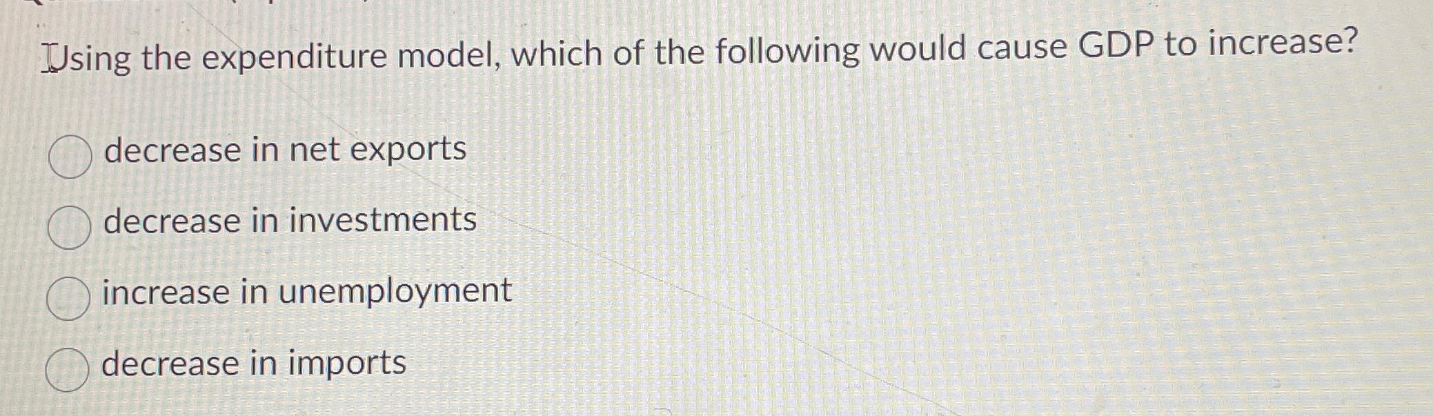 Solved IJsing the expenditure model, which of the following | Chegg.com