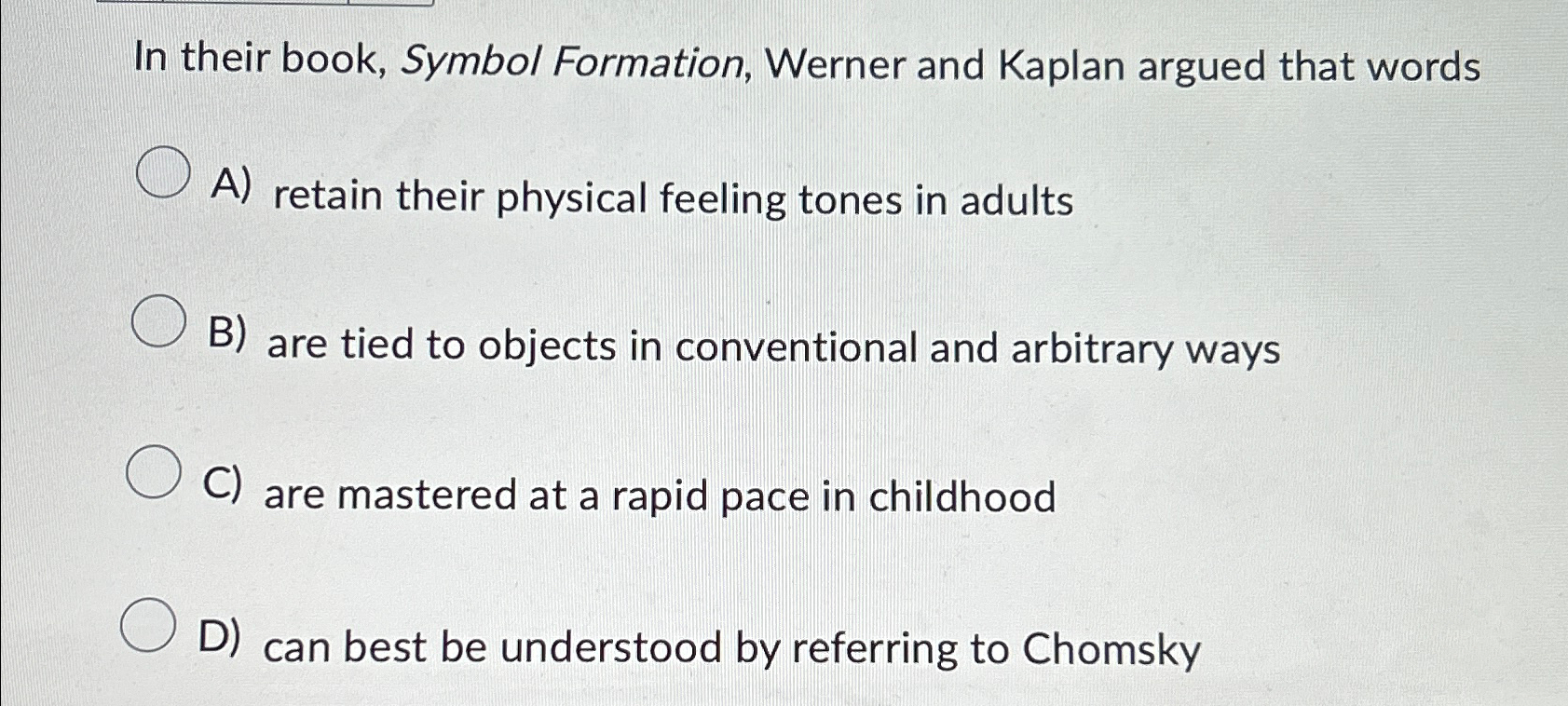 Solved In their book, Symbol Formation, Werner and Kaplan | Chegg.com