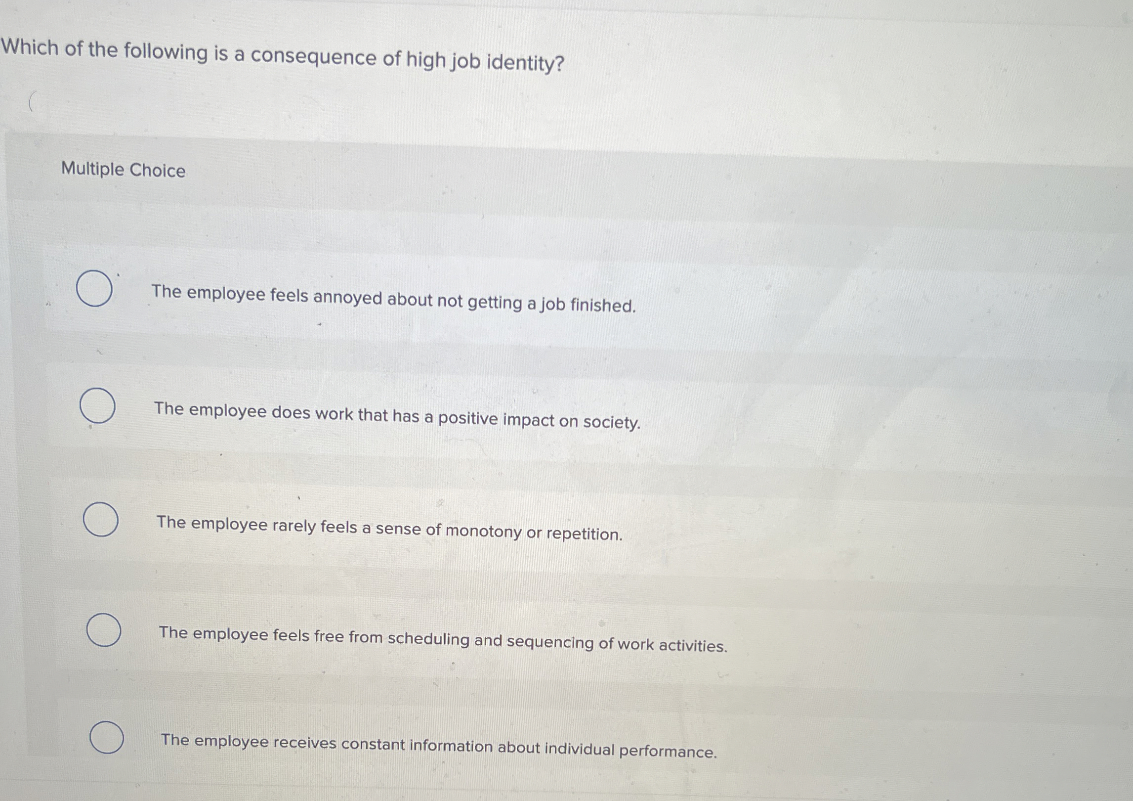 Solved Which of the following is a consequence of high job | Chegg.com