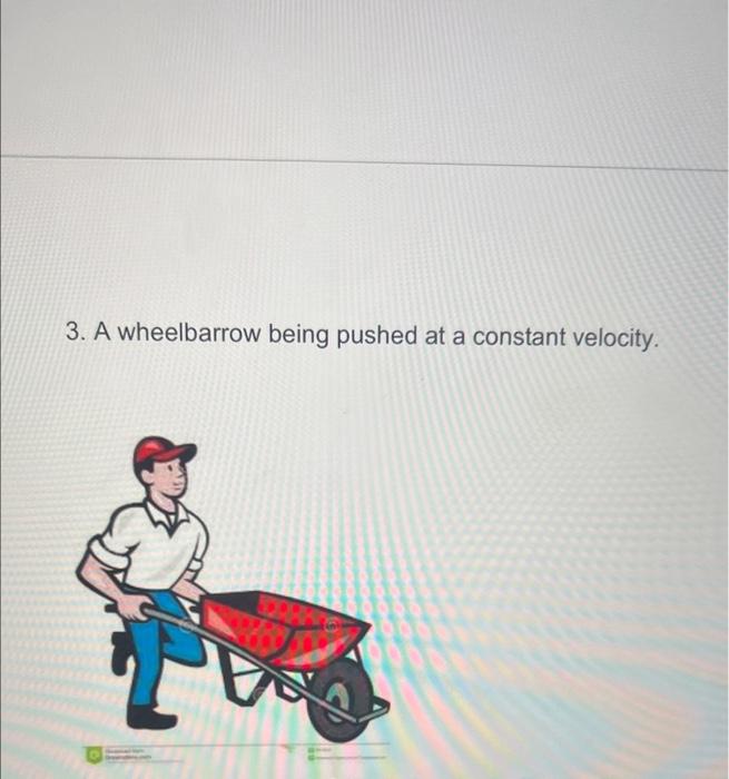 3. A wheelbarrow being pushed at a constant velocity. | Chegg.com