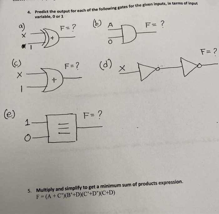Solved 4. Predict the output for each of the following gates | Chegg.com