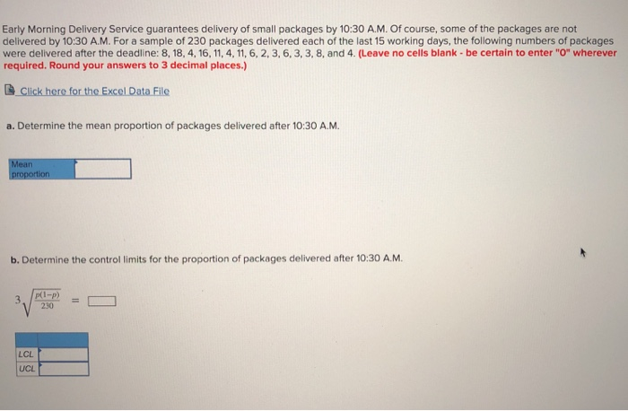 Solved Early Morning Delivery Service guarantees delivery of | Chegg.com