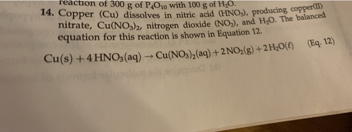 Solved reaction of 300 g of P 010 with 100 g of H2O. 14. | Chegg.com