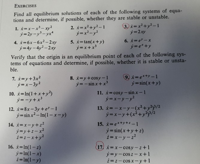 Solved EXERCISES Find all equilibrium solutions of each of | Chegg.com