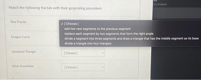 Solved Match the following fractals with their generating | Chegg.com