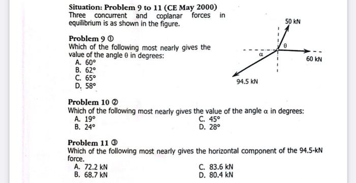Solved Situation: Problem 9 to 11 (CE May 2000) Three | Chegg.com