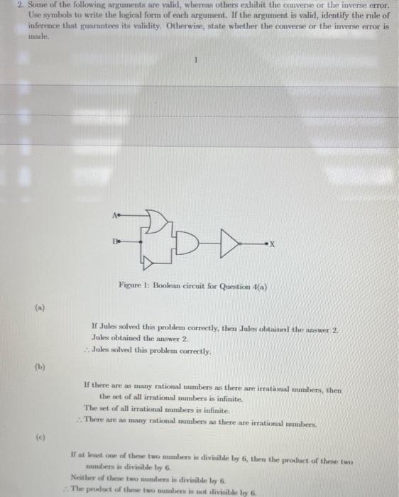2. Some of the following arguments are valid, whereas | Chegg.com