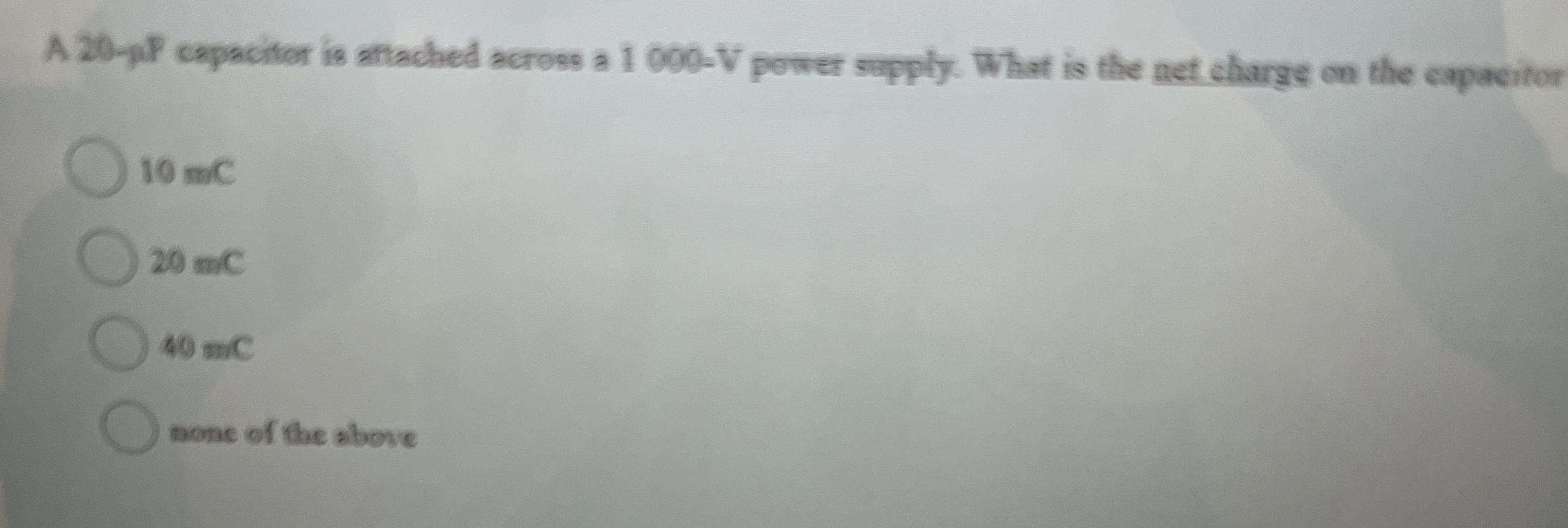 Solved A 20-pF ﻿capacitor is attached across a 1000-V ﻿power | Chegg.com