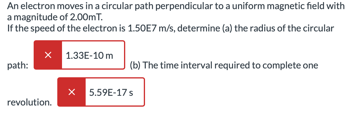Solved An electron moves in a circular path perpendicular to | Chegg.com